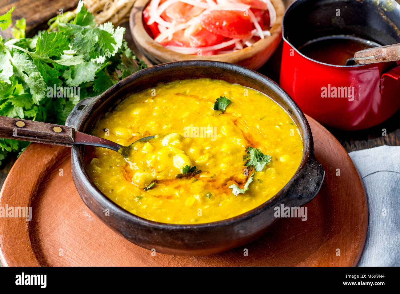 CHILEAN CUISINE. Beans with corn. Traditional chilean dith poroto con ...