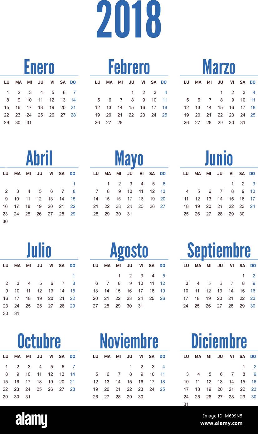 Spanish table calendar Stock Vector Images - Alamy