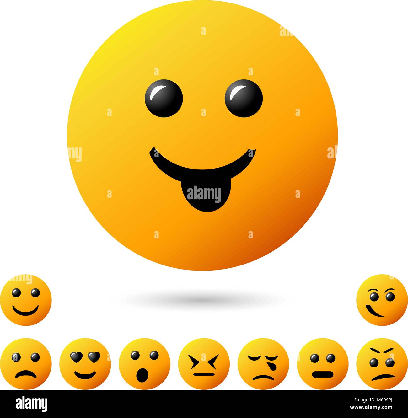 collection creative cartoon style smiles with different emotions Stock ...
