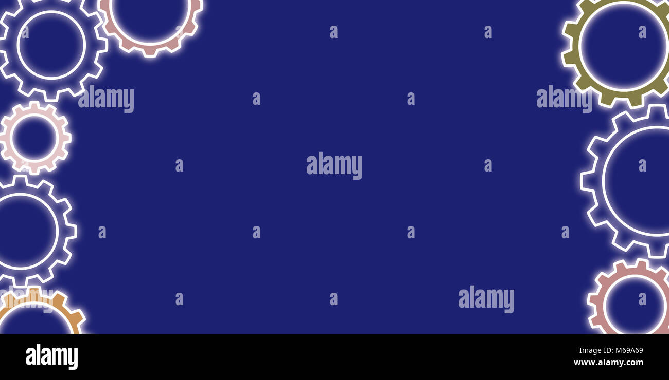 blue background with simple cogs and gearwheels illustration backdrop ...