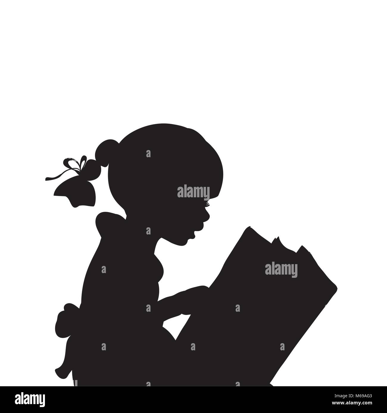Silhouette of girl reading books Stock Vector Image & Art - Alamy