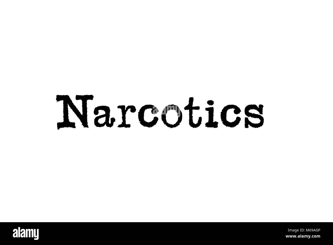 The word Narcotics from a typewriter on a white background Stock Photo ...