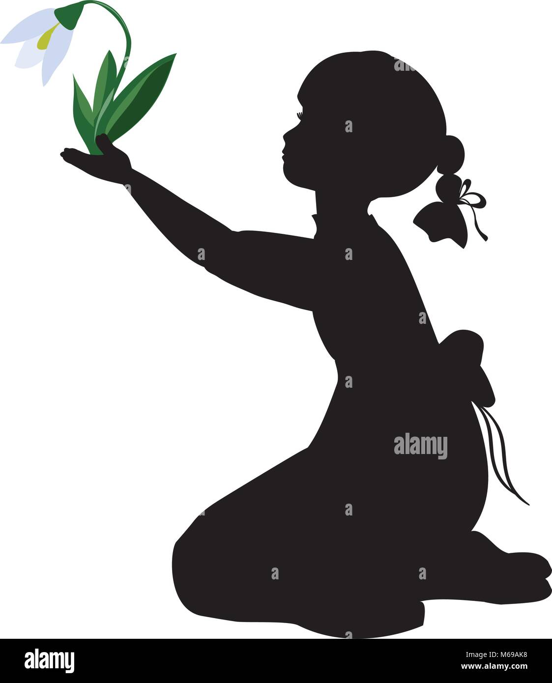 Silhouette girl with spring snowdrops Stock Vector Image & Art - Alamy