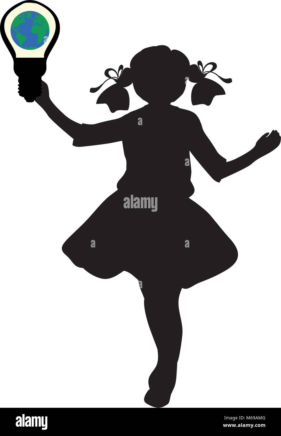 Silhouette girl holds symbol Earth Hour Stock Vector Image & Art - Alamy