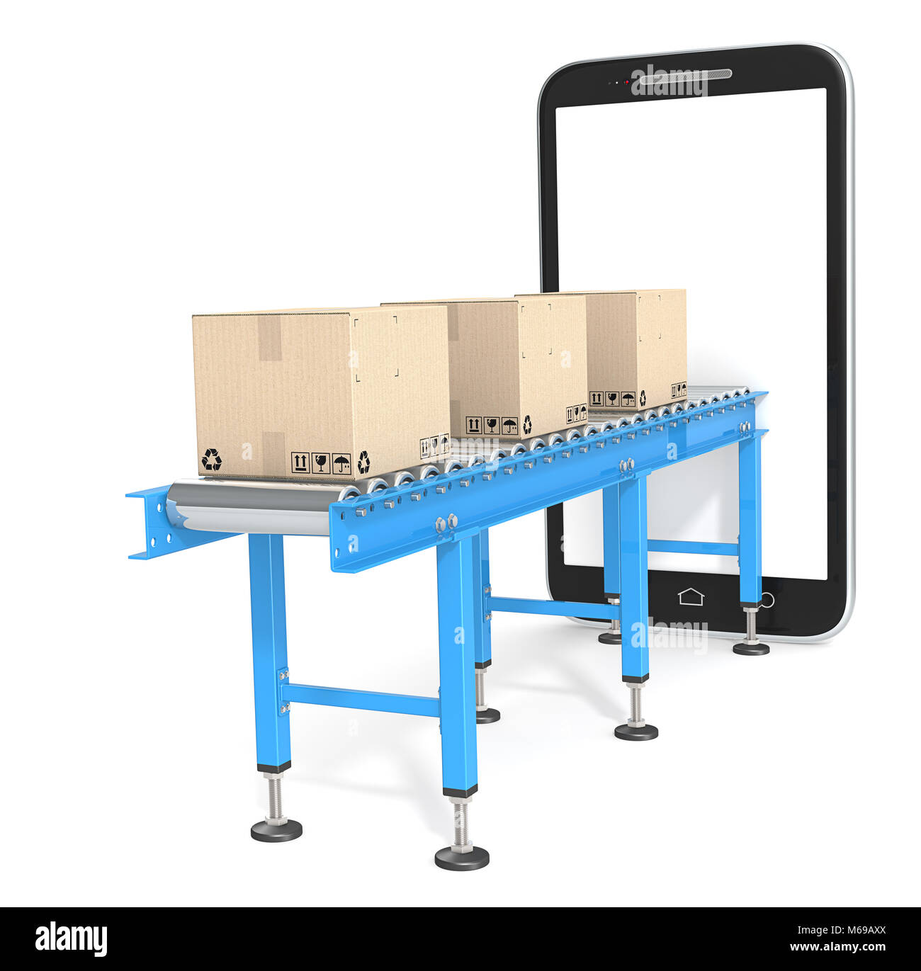 Conveyor belt boxes Cut Out Stock Images & Pictures - Alamy