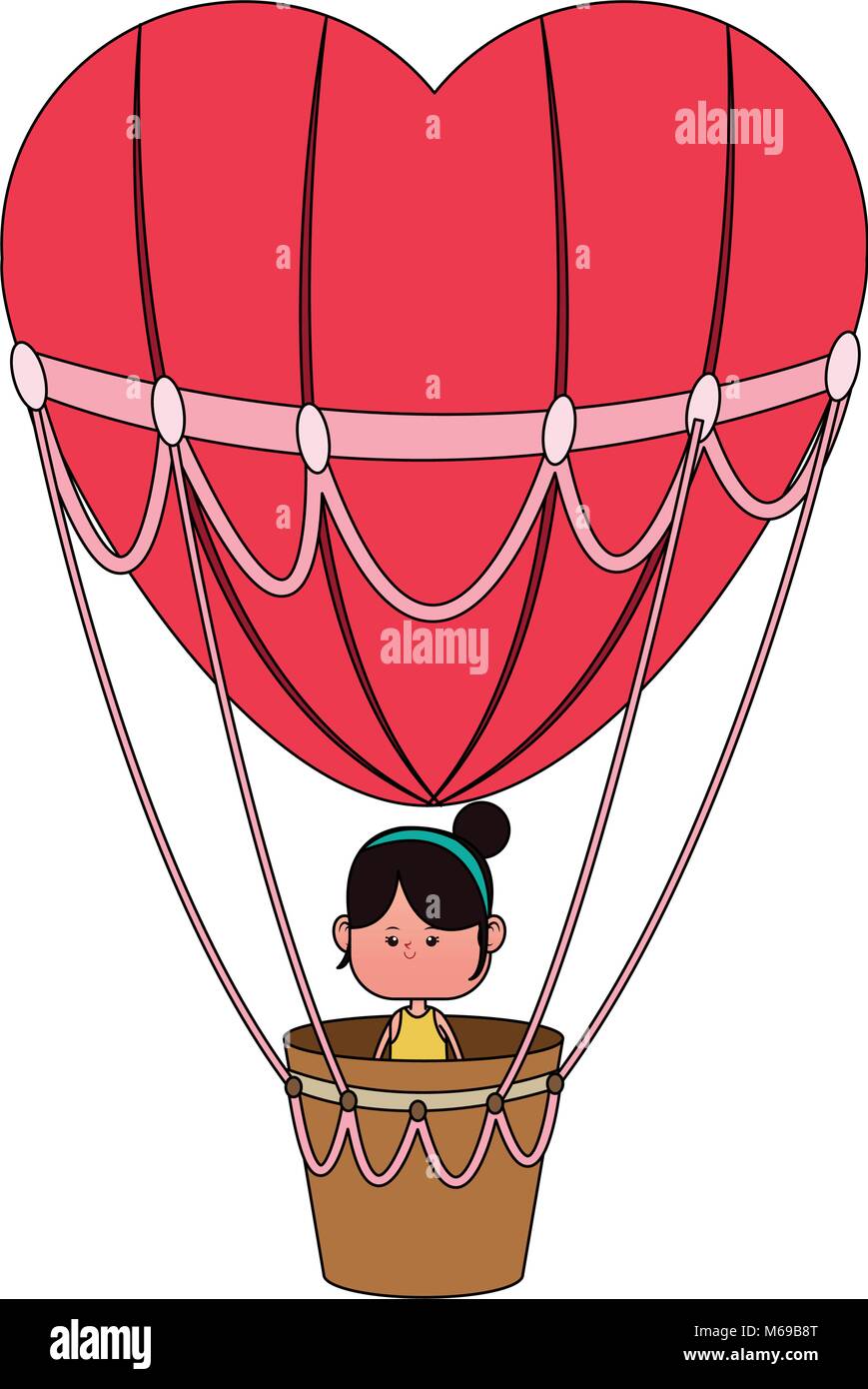 Little girl flying on hot air balloon Stock Vector Image & Art - Alamy