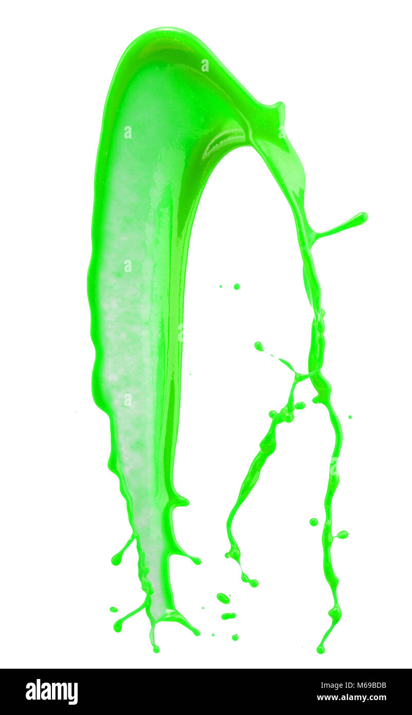 green splash paint isolated on a white background Stock Photo - Alamy