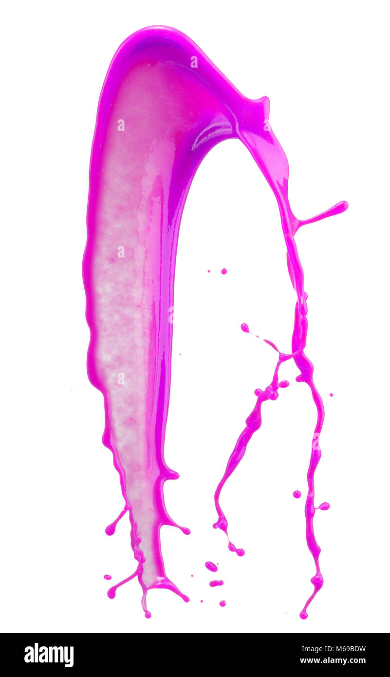 pink paint splash isolated on a white background Stock Photo - Alamy