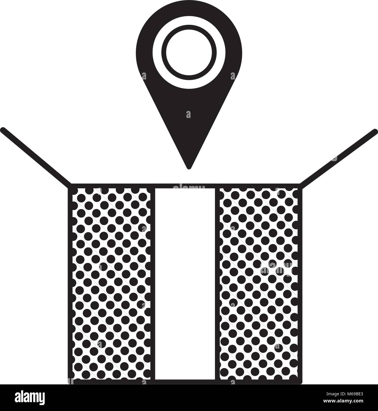 filling texture open delivery package with location symbol Stock Vector ...