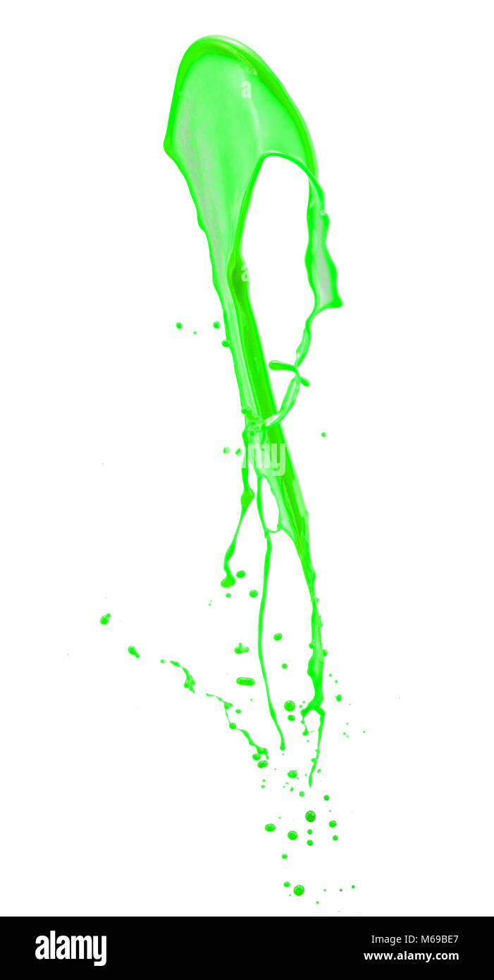 green splash paint isolated on a white background Stock Photo - Alamy