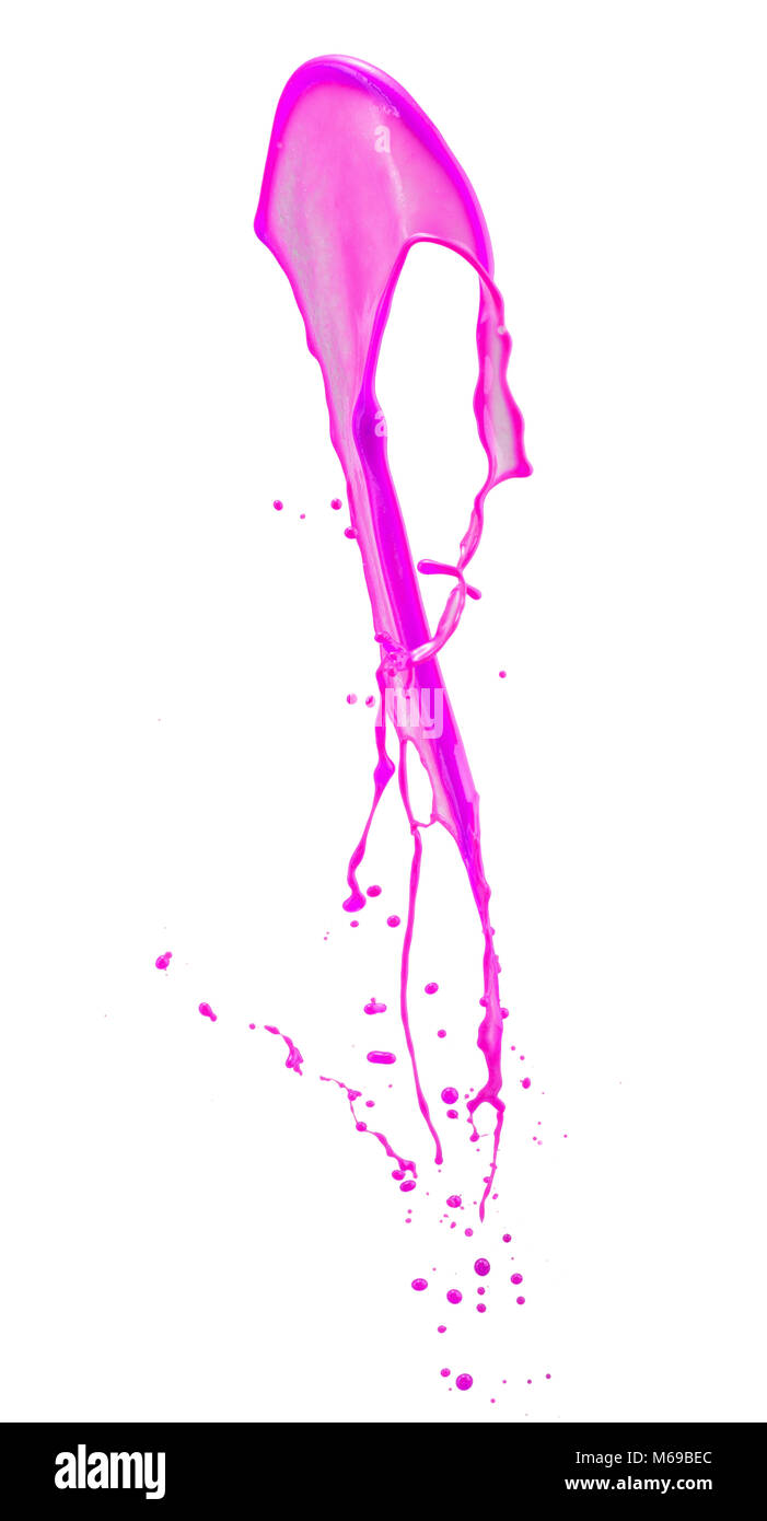 pink paint splash isolated on a white background Stock Photo - Alamy