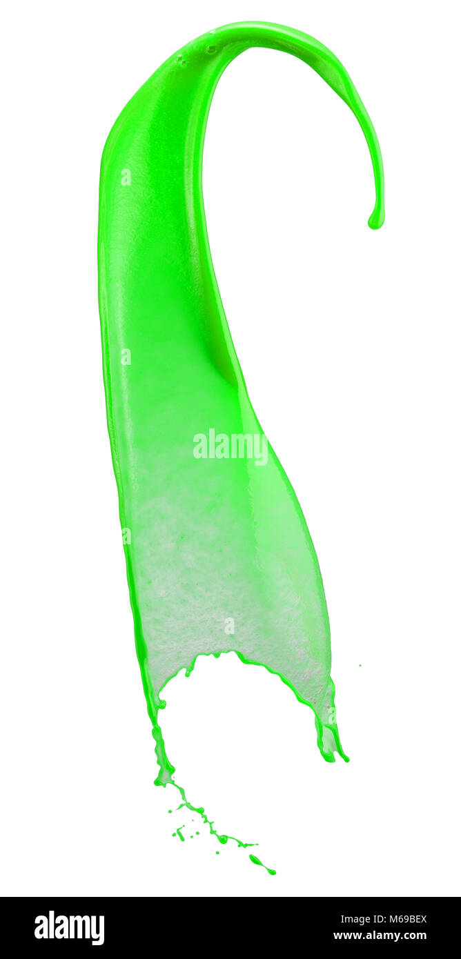green splash paint isolated on a white background Stock Photo - Alamy