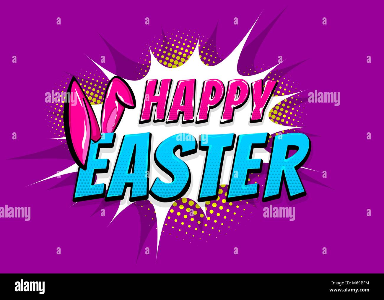 Happy Easter comic text pop art vintage poster Stock Vector Image & Art ...
