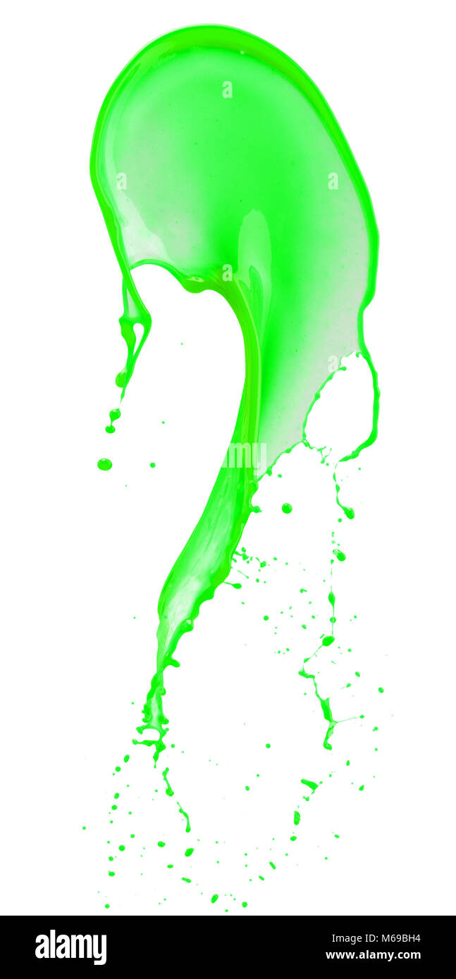 green splash paint isolated on a white background Stock Photo - Alamy