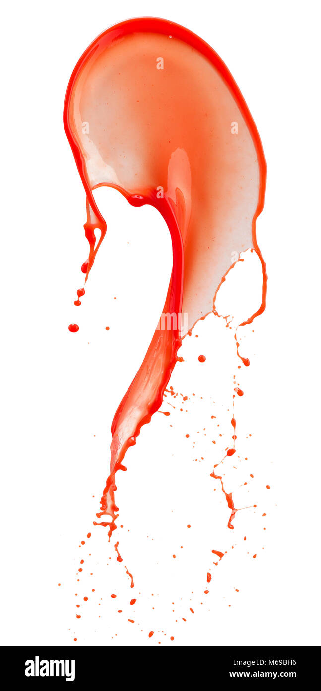 red juice splash isolated on white background Stock Photo - Alamy