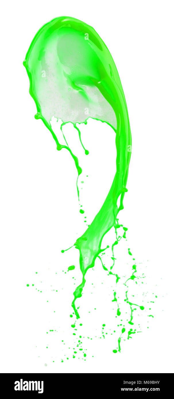 green splash paint isolated on a white background Stock Photo - Alamy