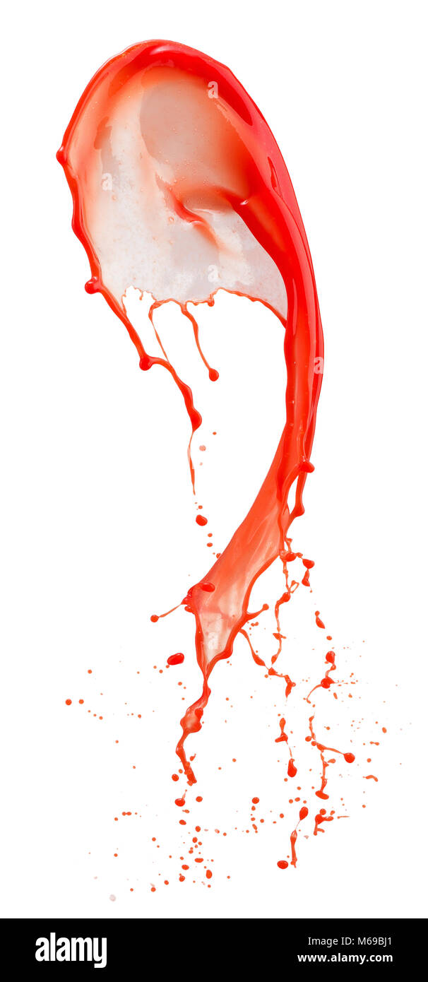 red juice splash isolated on white background Stock Photo - Alamy