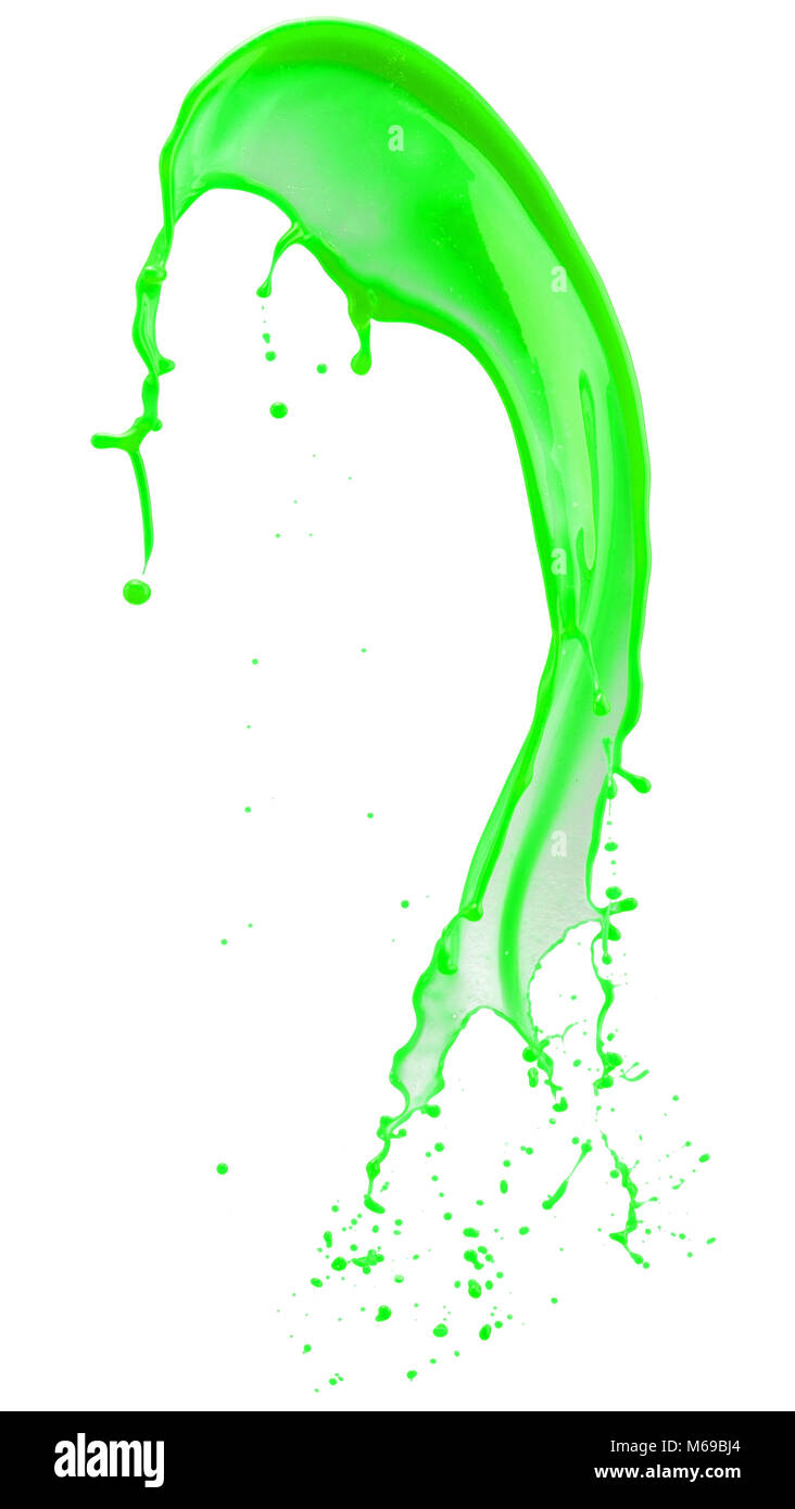 green splash paint isolated on a white background Stock Photo - Alamy