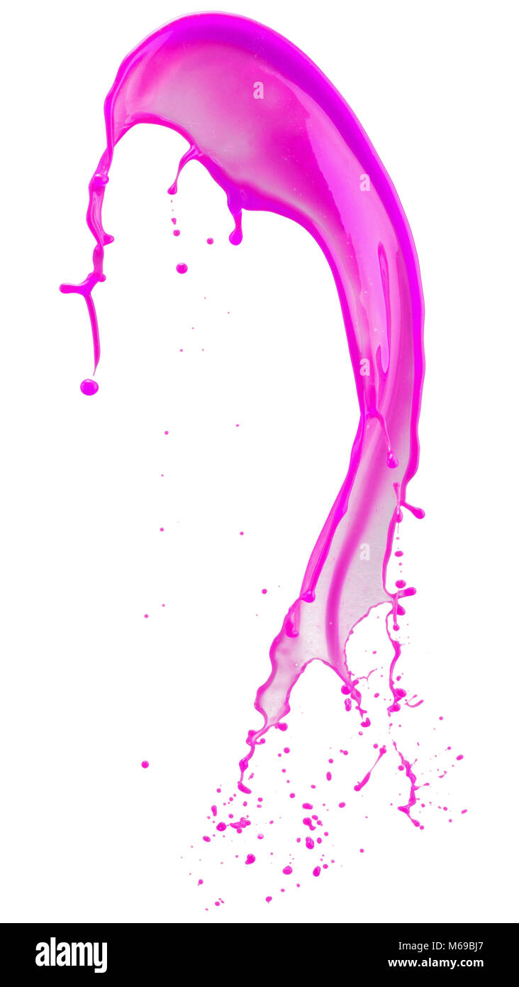 pink paint splash isolated on a white background Stock Photo - Alamy