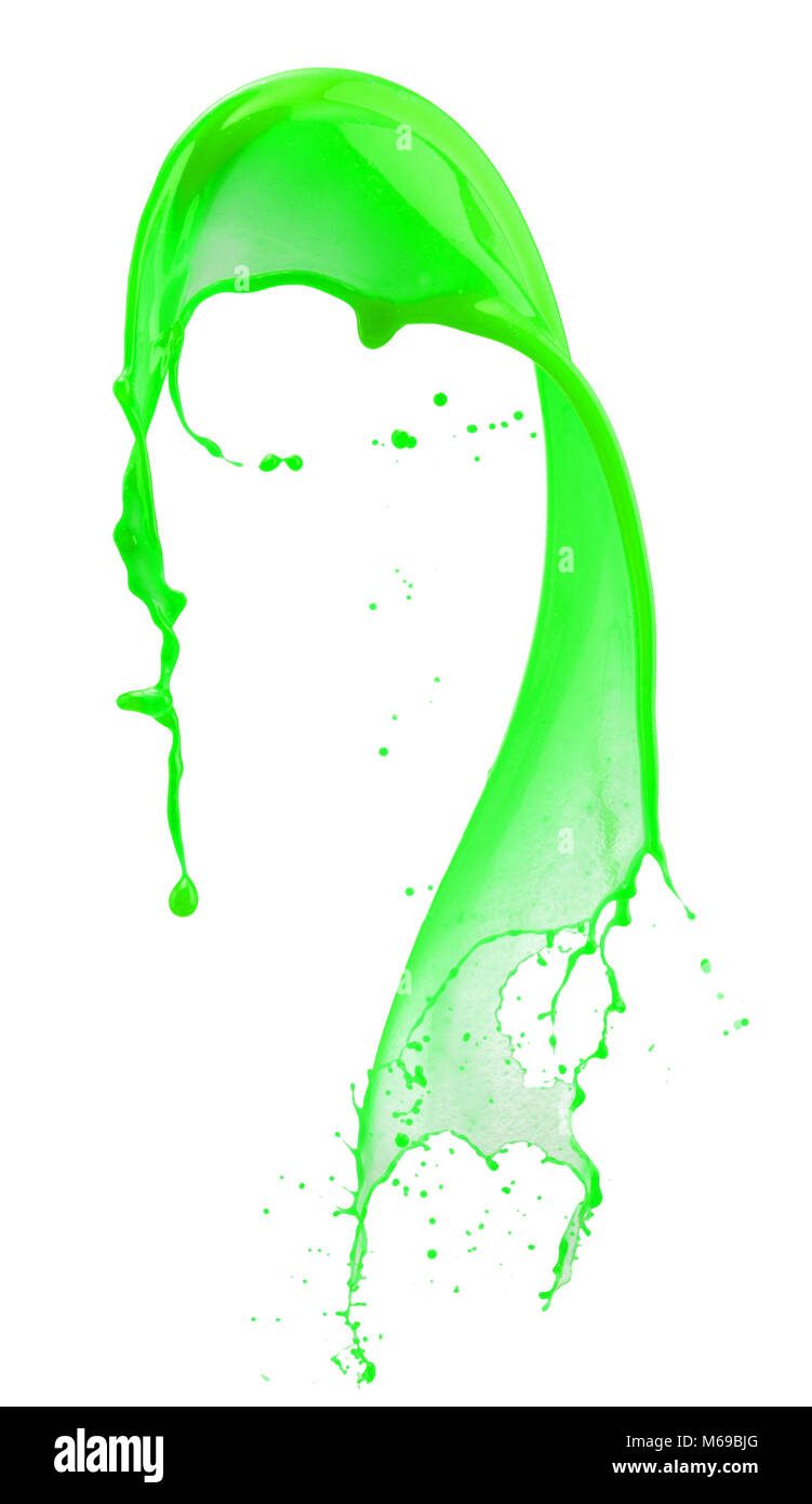 green splash paint isolated on a white background Stock Photo - Alamy