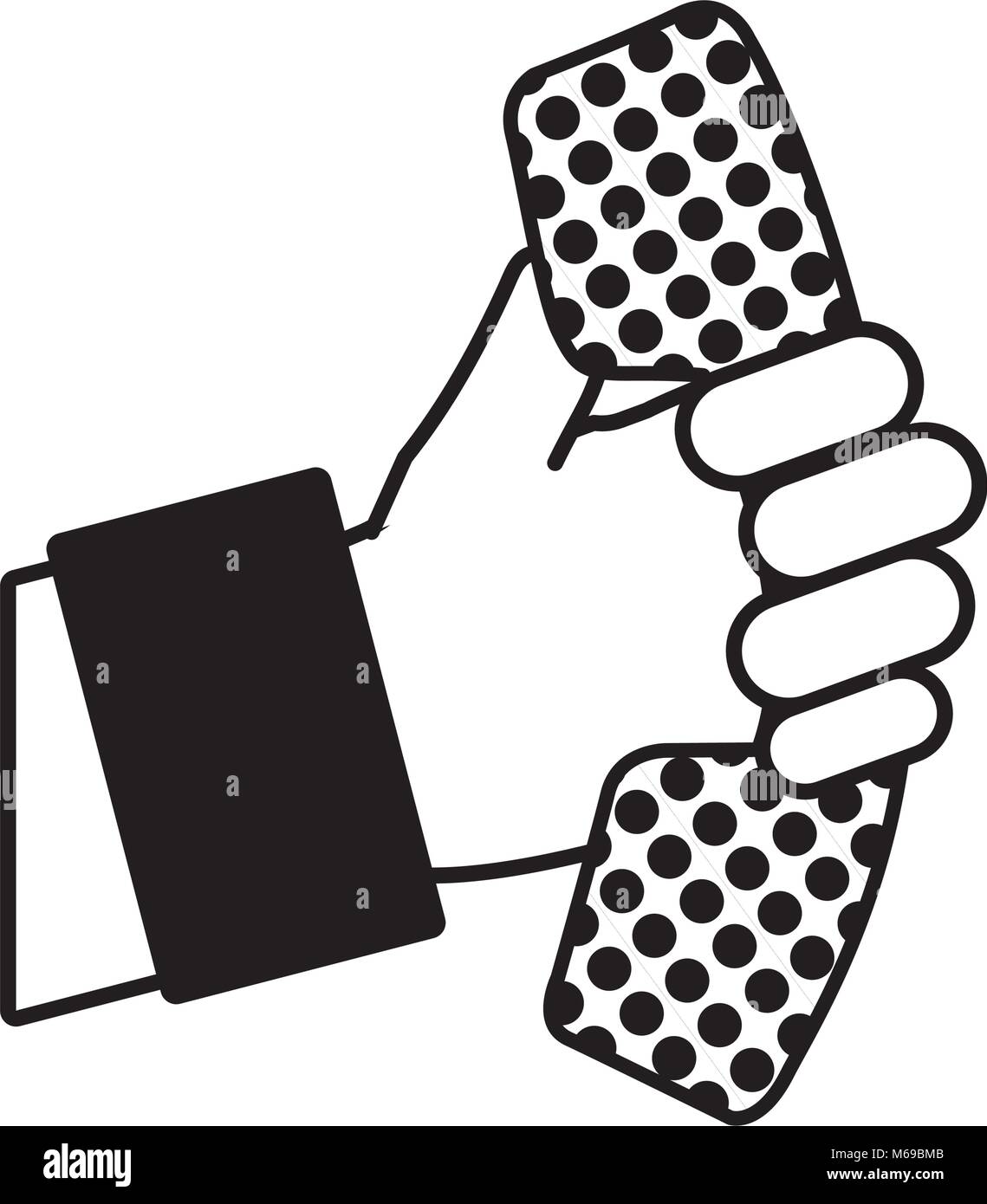 filling texture man hand with telephone communication technology Stock ...