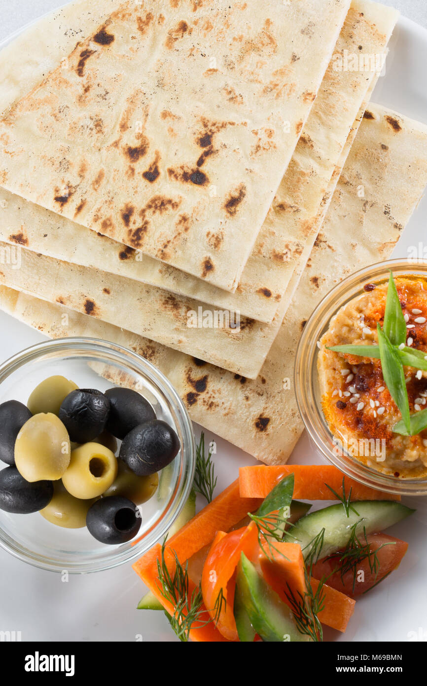 snack with lavash and olives Stock Photo - Alamy