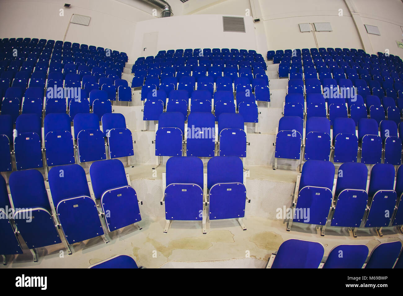 Empty stands at the stadium blue hockey Stock Photo - Alamy