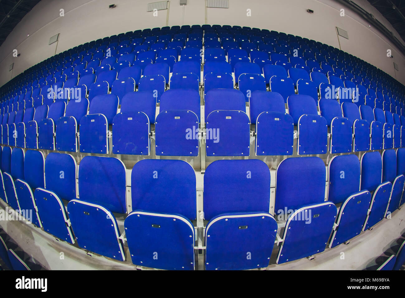 Empty stands at the stadium blue hockey Stock Photo - Alamy
