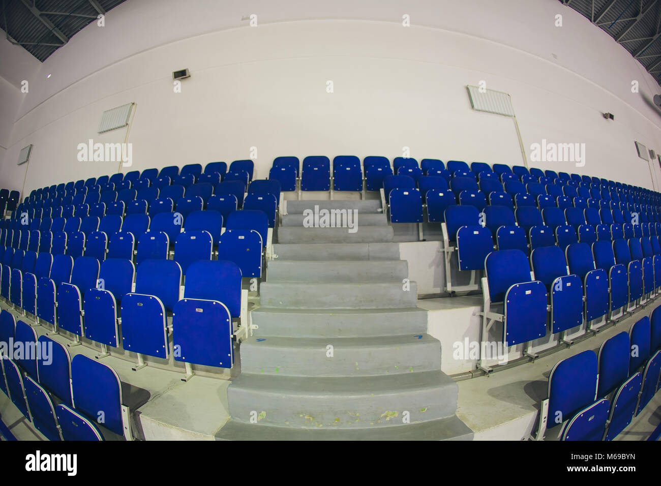 Empty stands at the stadium blue hockey Stock Photo - Alamy