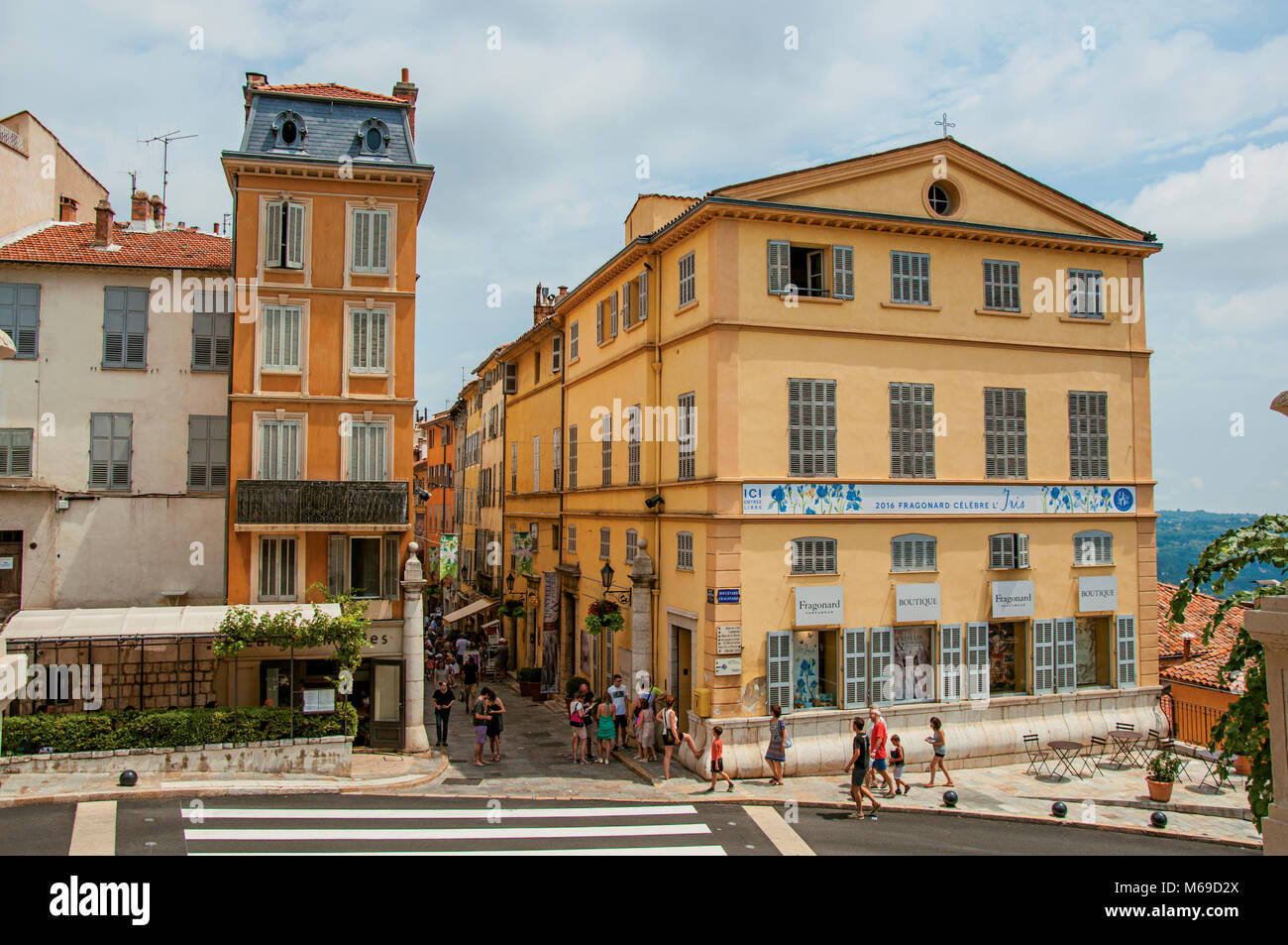 Buildings and streets with people in Grasse, a friendly town known for ...