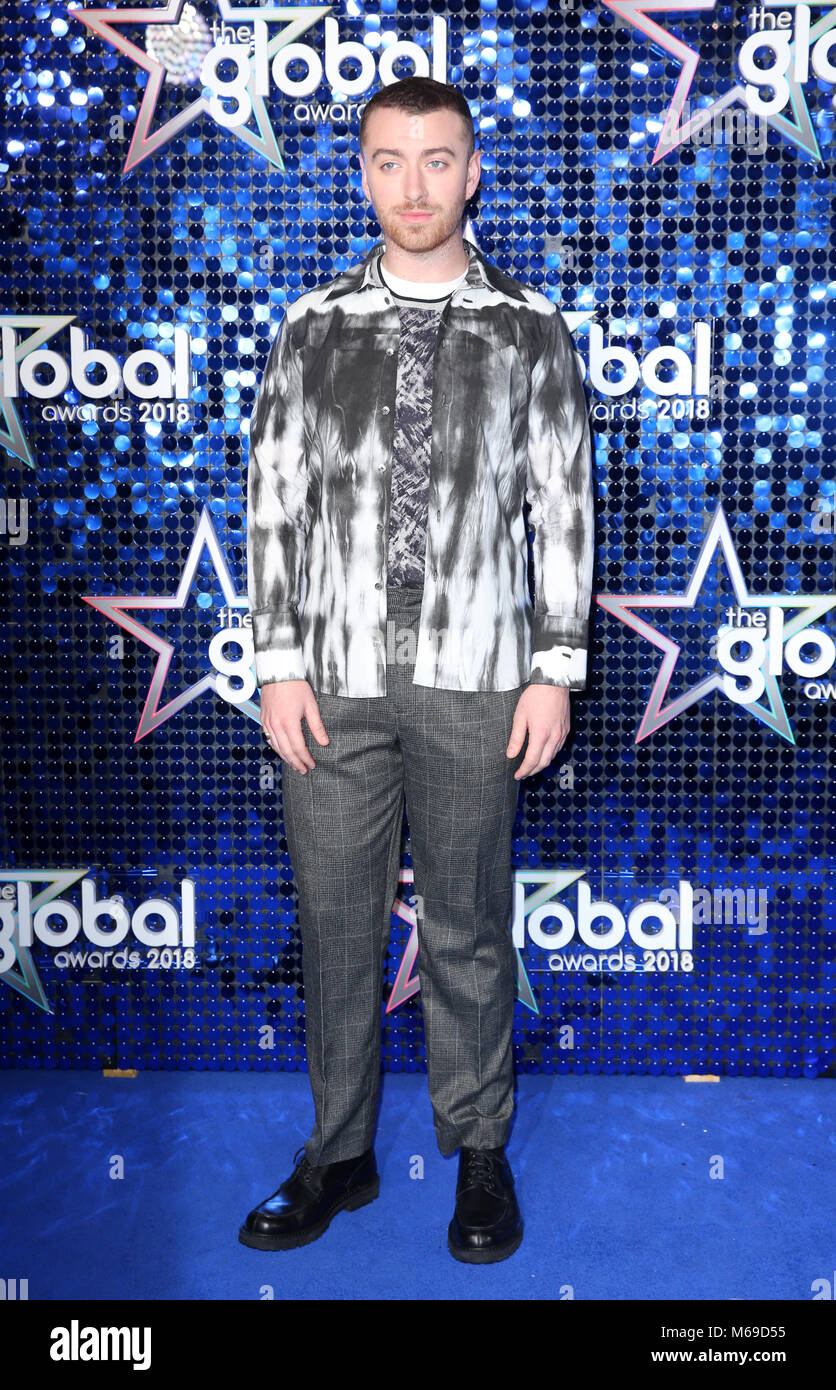 Sam Smith attending the Global Awards, a brand new awards show hosted ...