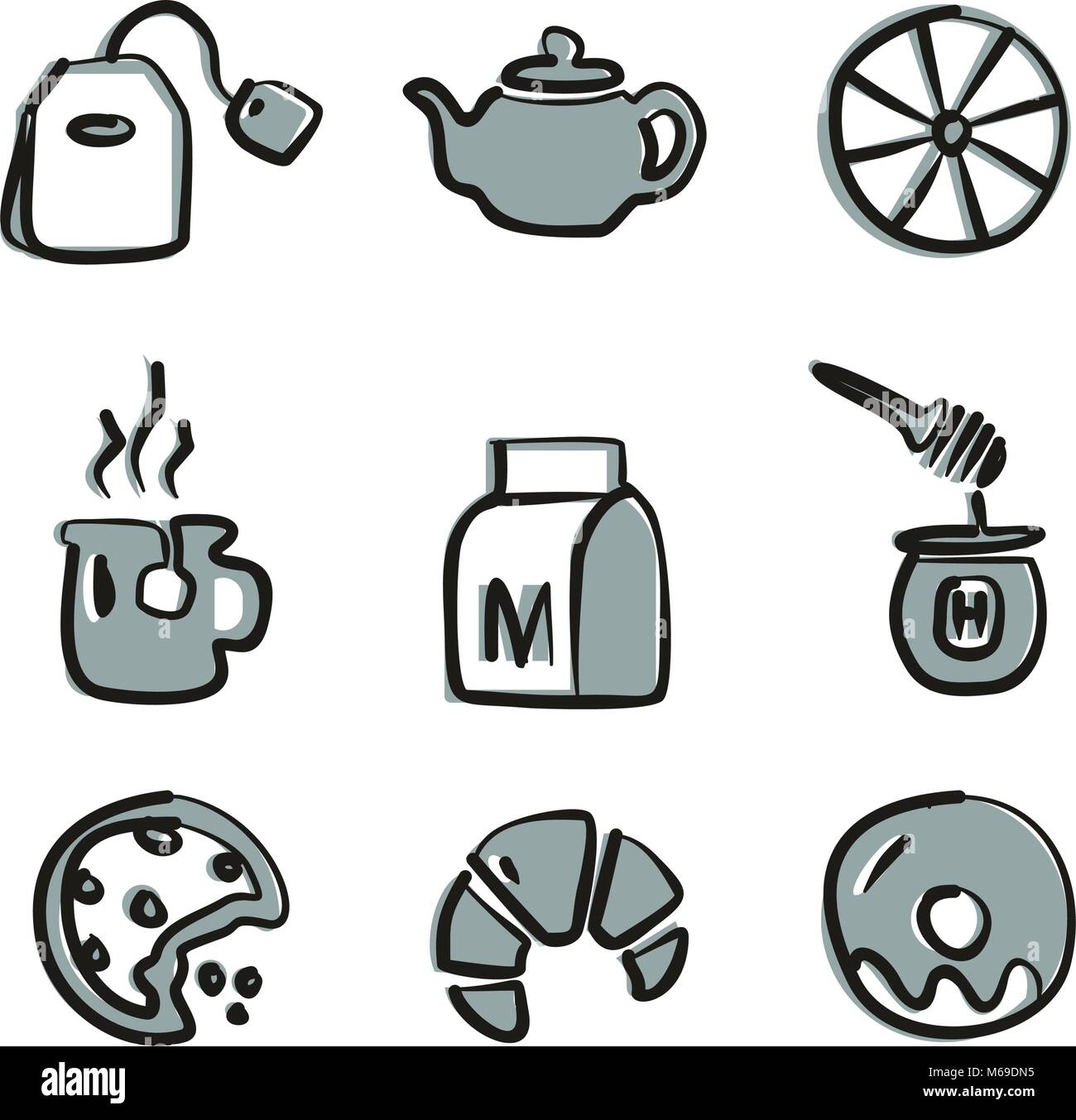 Tea Icons Freehand 2 Color Stock Vector Image & Art - Alamy
