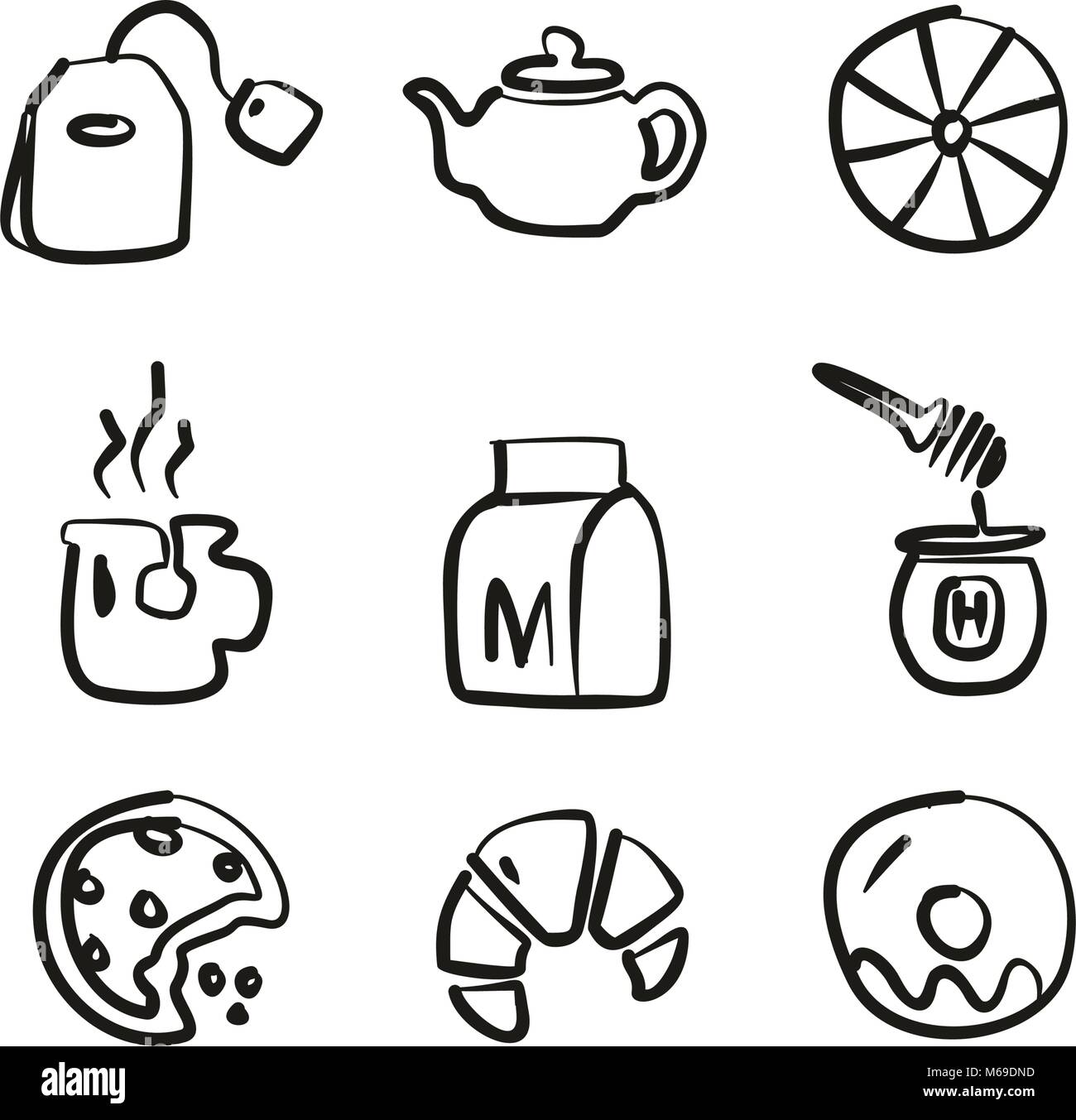 Tea Icons Freehand Stock Vector Image & Art - Alamy