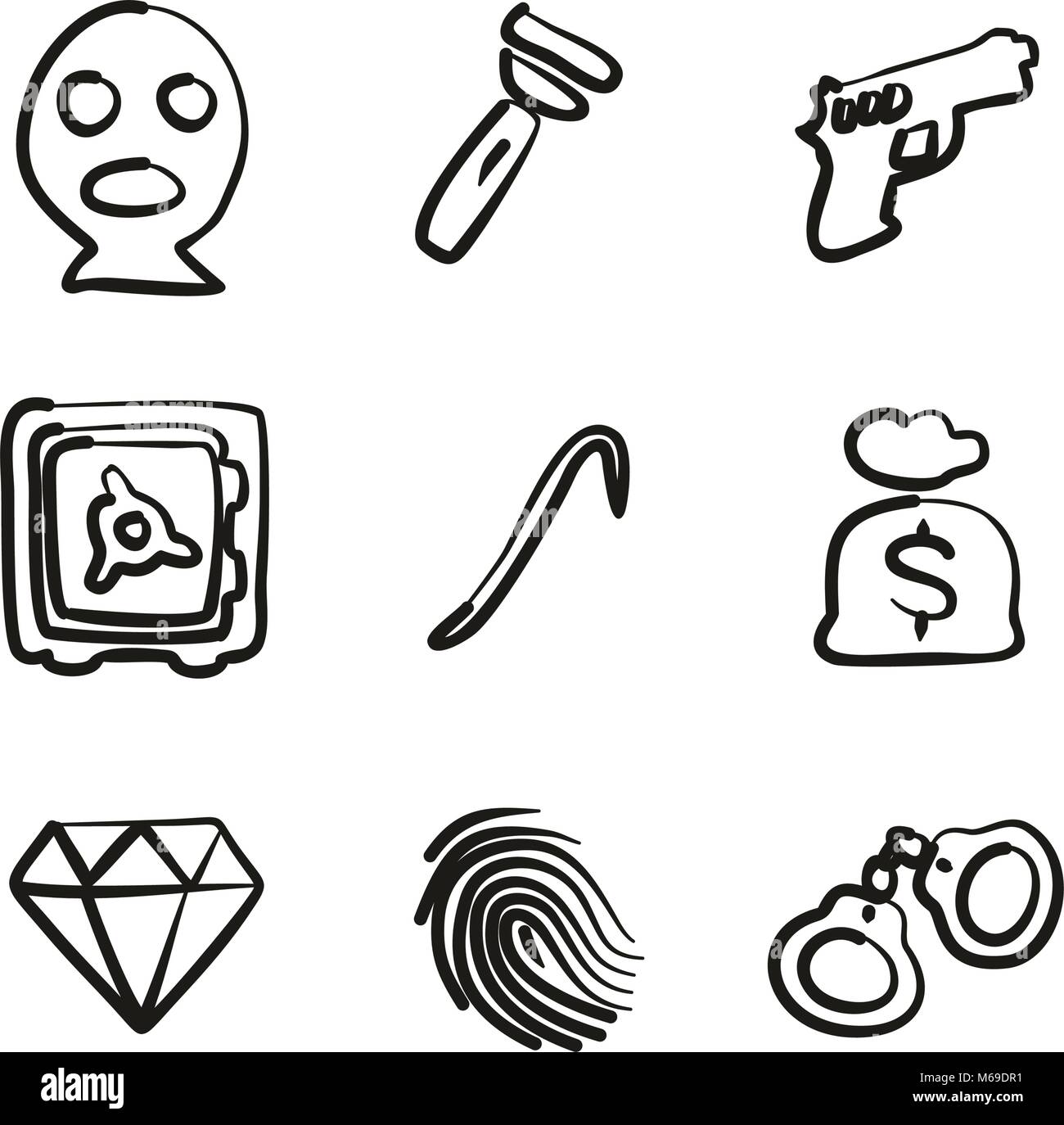 Thief Icons Freehand Stock Vector Image & Art - Alamy