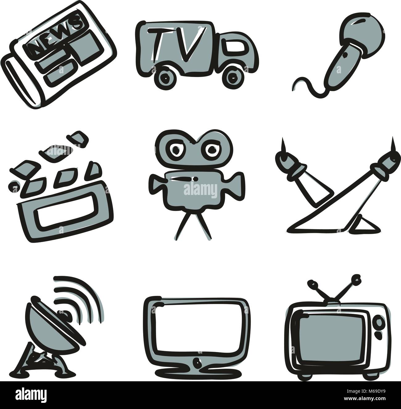 TV Station Icons Freehand 2 Color Stock Vector Image & Art - Alamy