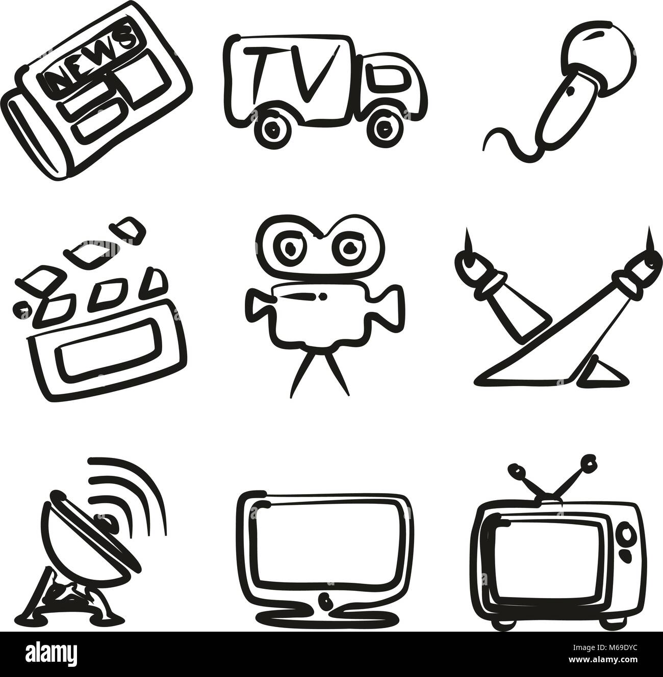 TV Station Icons Freehand Stock Vector Image & Art - Alamy
