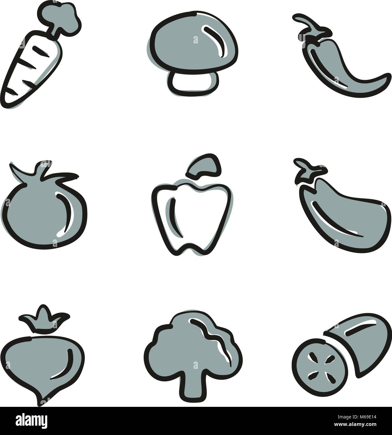 Vegetable Icons Freehand 2 Color Stock Vector Image & Art - Alamy