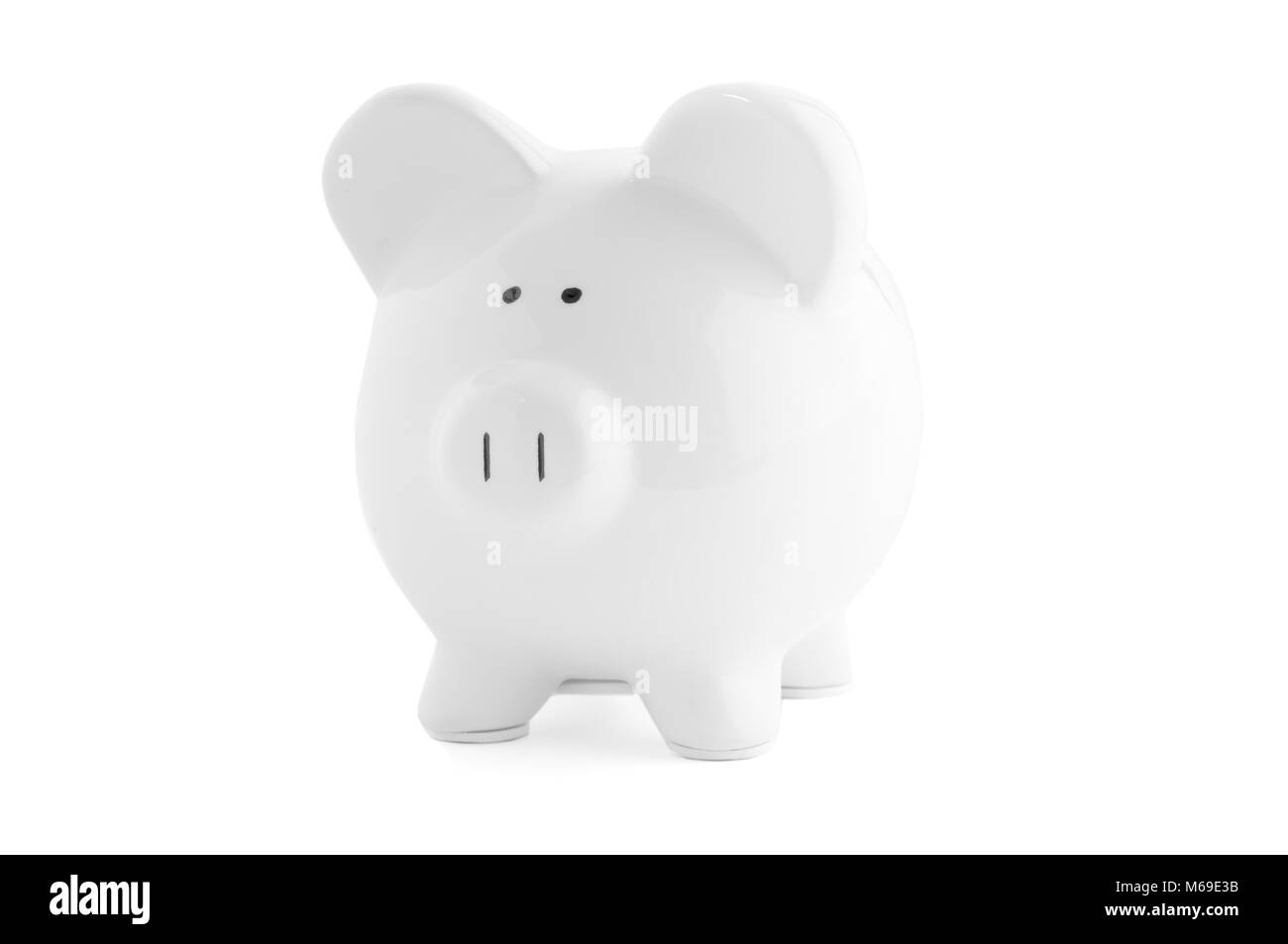 Front view. White piggy bank isolated on white Stock Photo - Alamy
