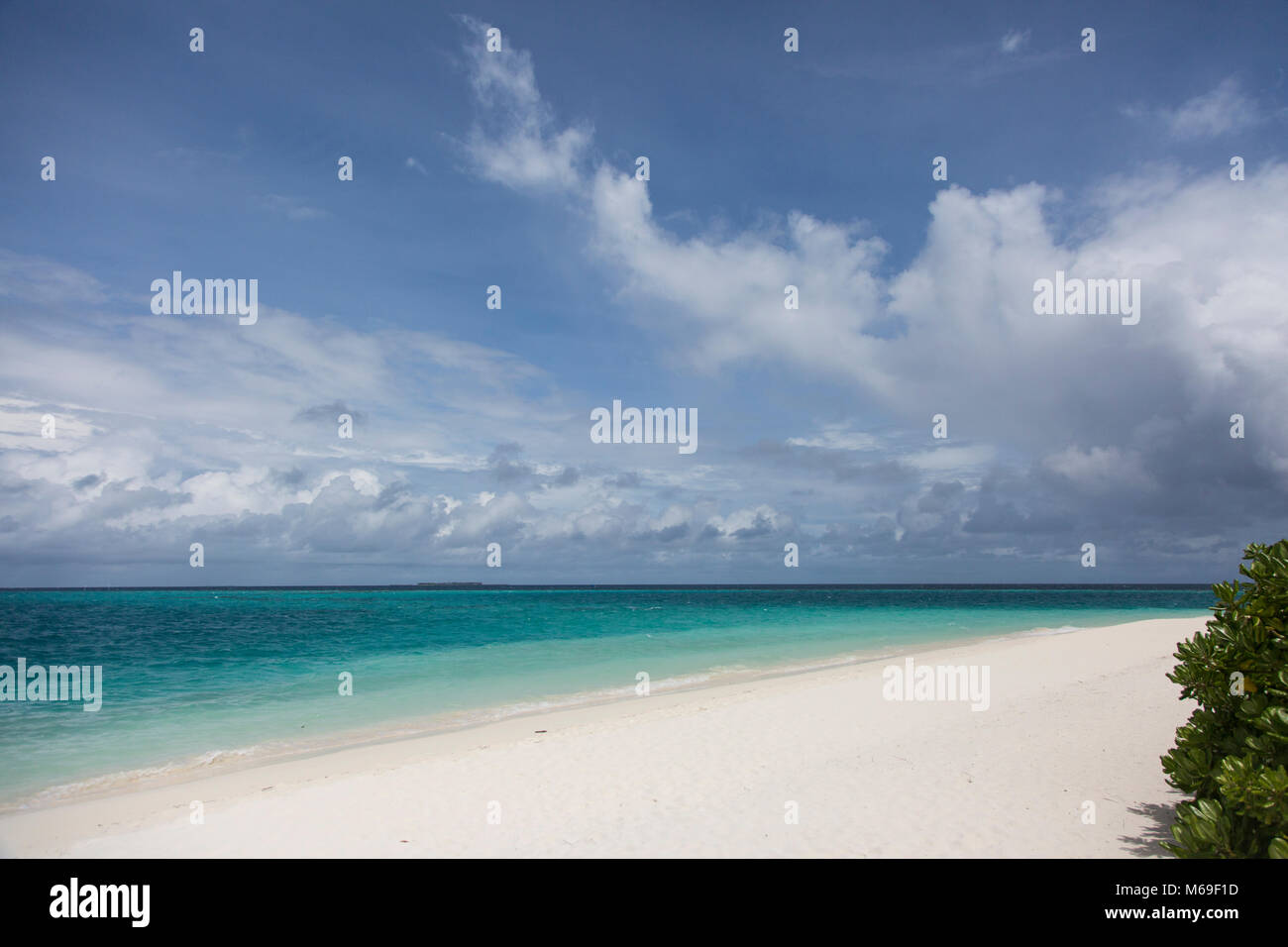 maldives beach in bright sunshine with turquoise sea and white sand ...