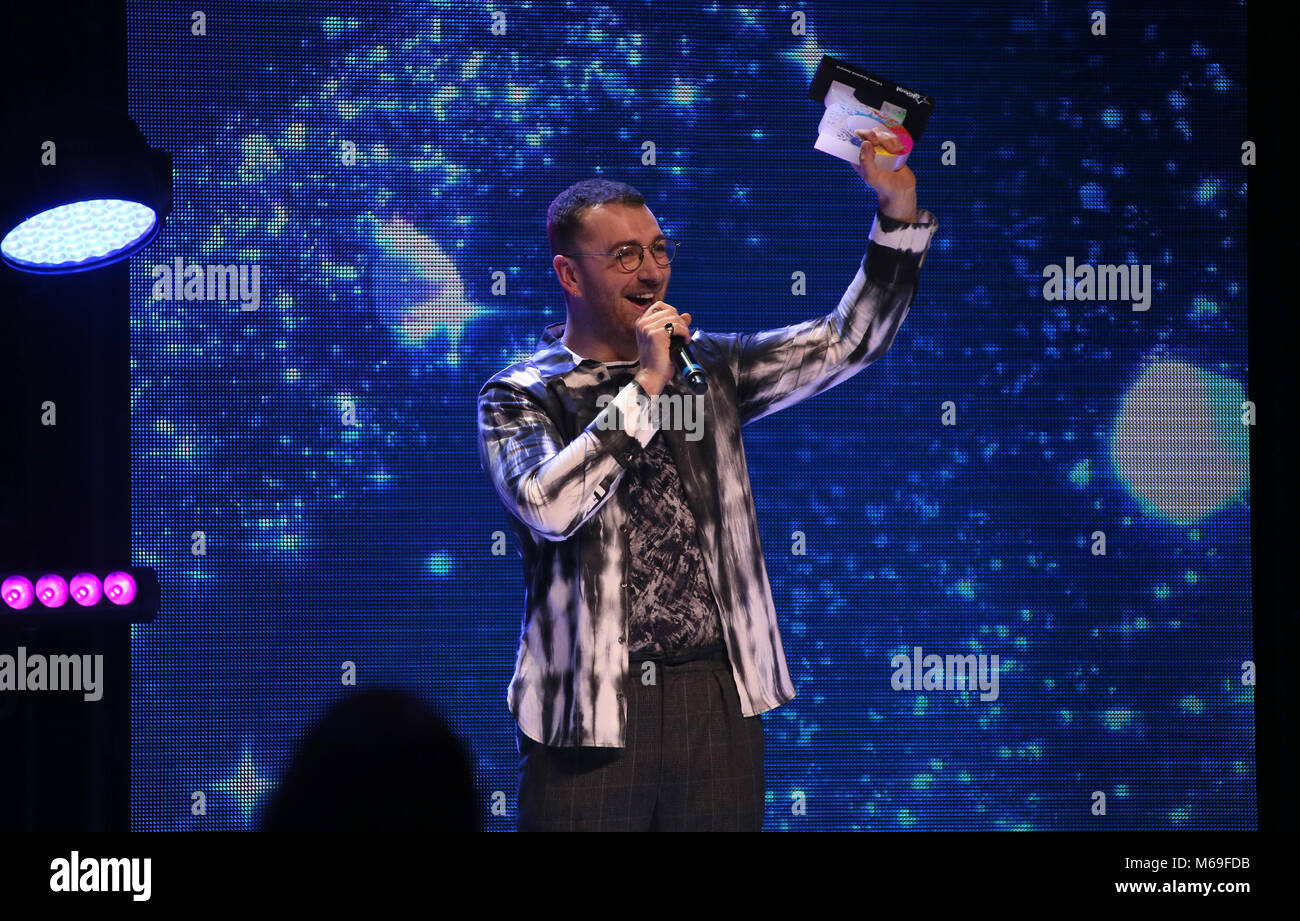 Sam Smith wins the award for Mass Appeal Artist at The Global Awards, a ...