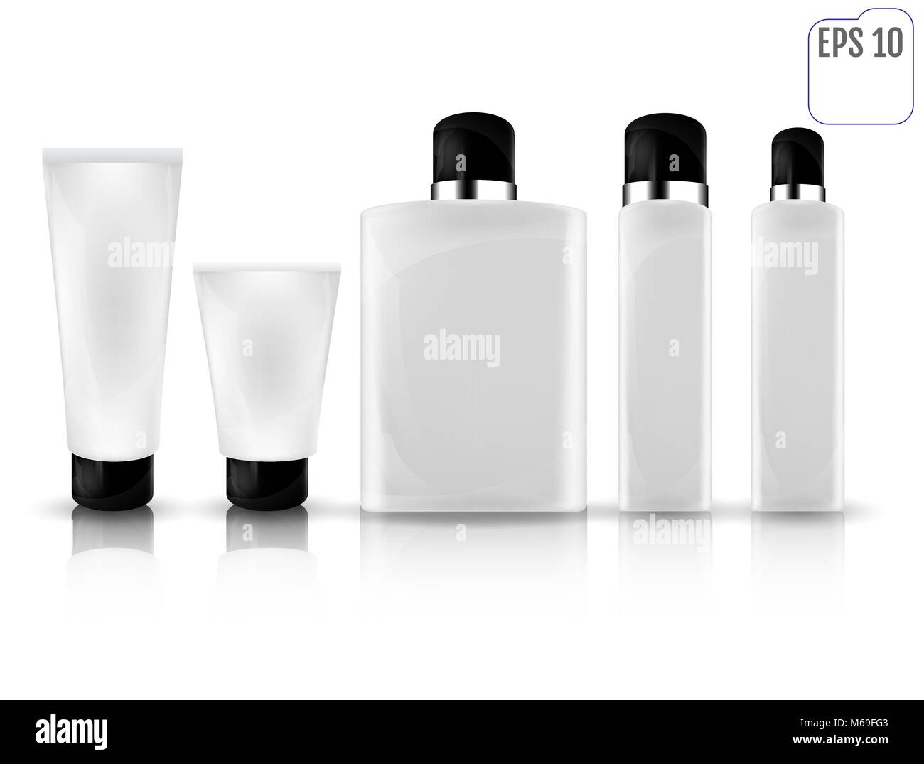 Realistic white cosmetic bottles on white background. Cosmetic cream ...