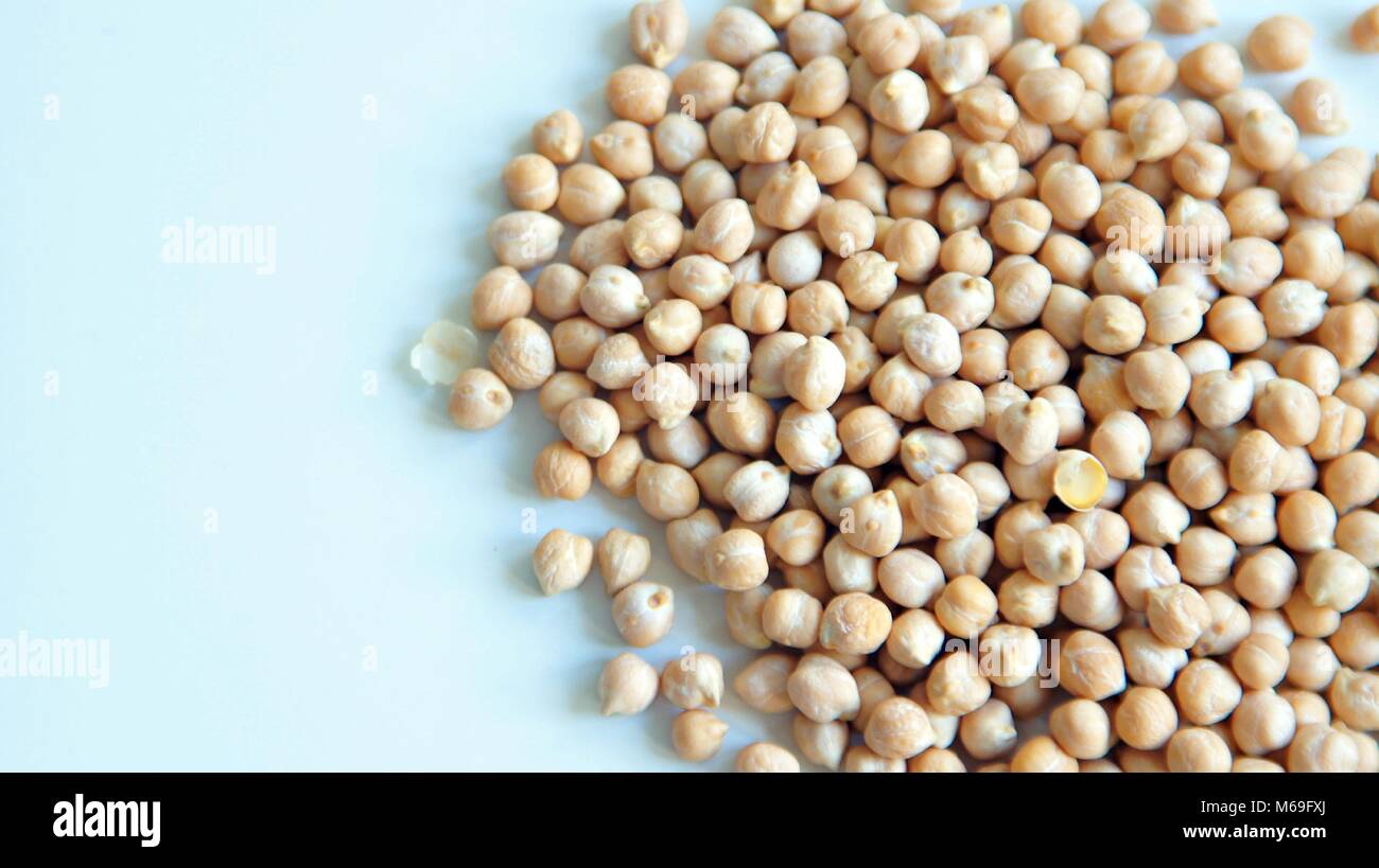 Chick Beans on a white background. Close-up Stock Photo - Alamy