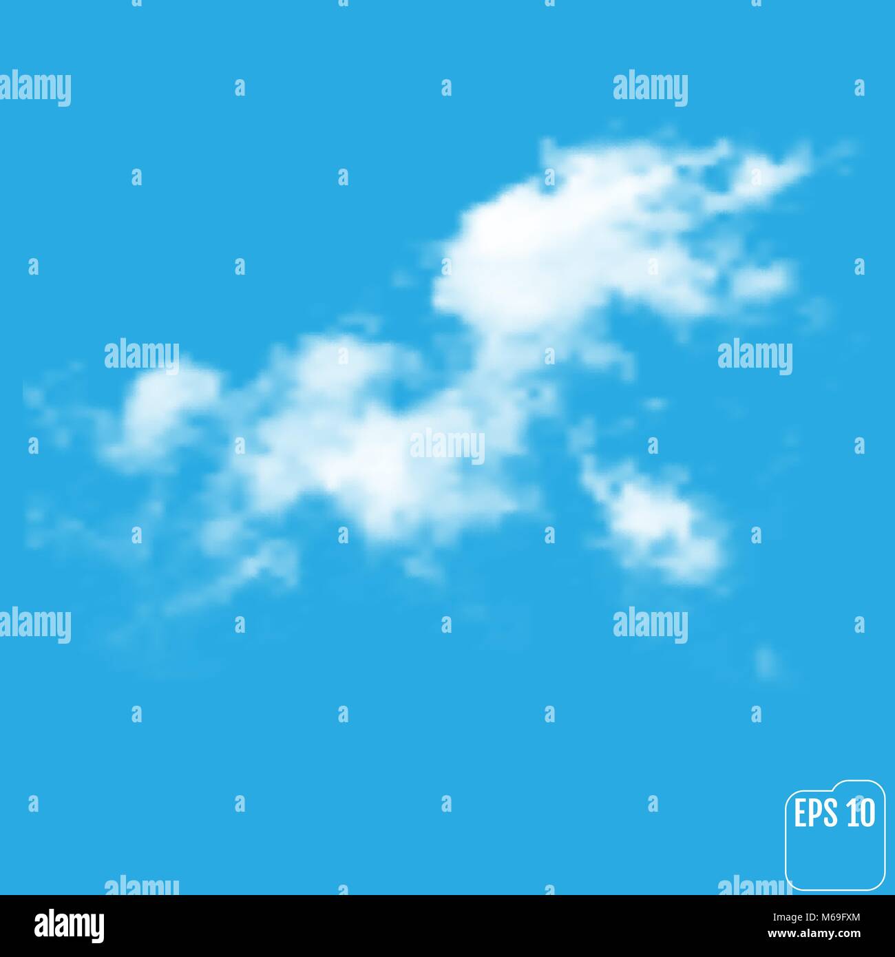 Realistic cloud on a blue background. Vector illustration Stock Vector ...