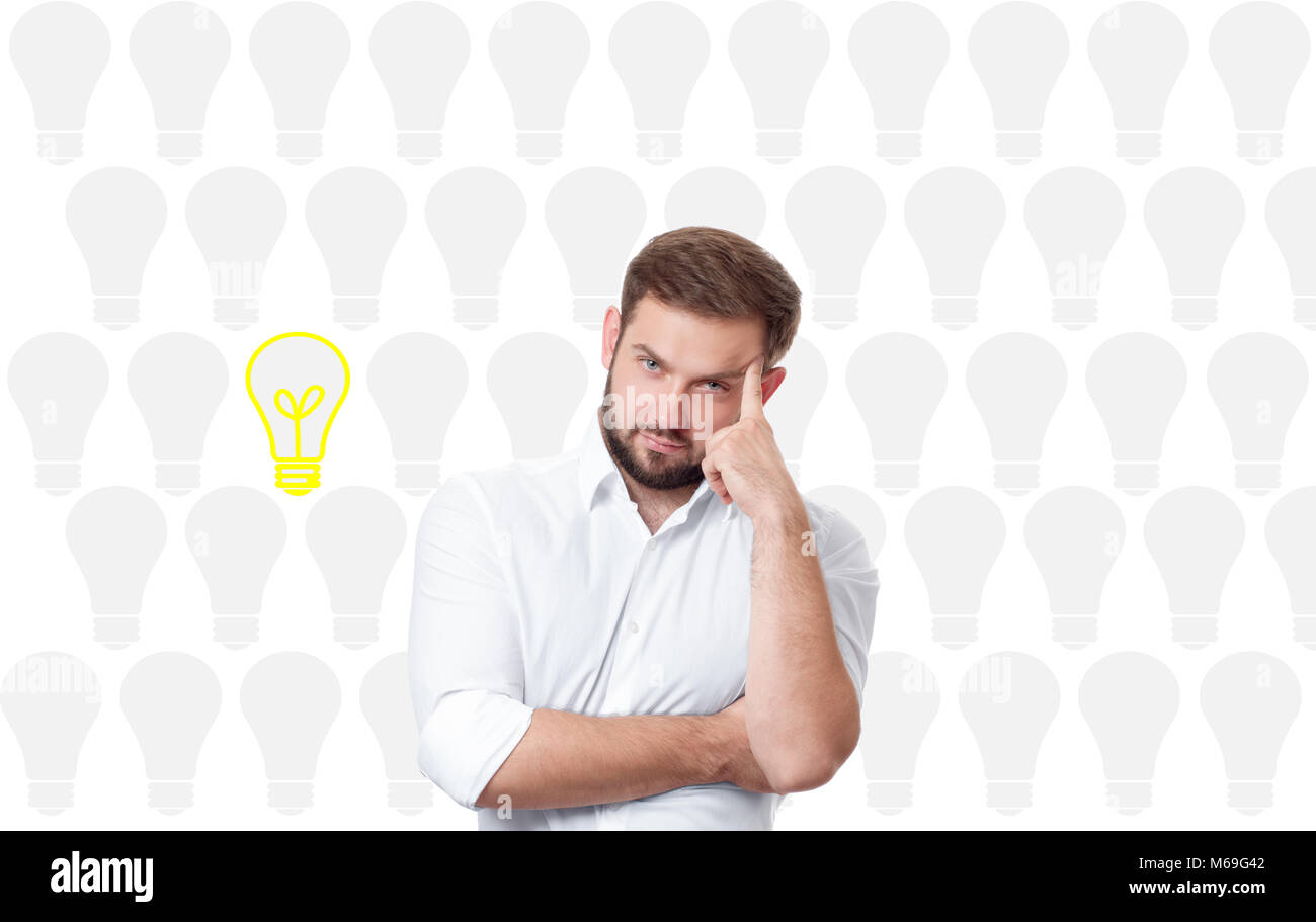 Man thinking idea on light hi-res stock photography and images - Alamy