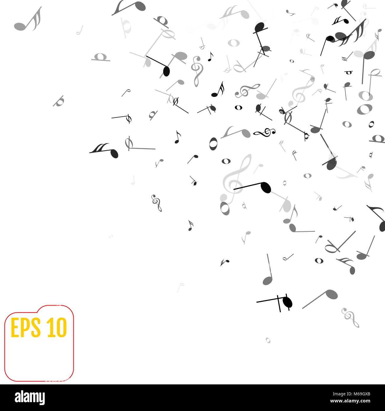 Vector Falling Notes Background. Frame of Treble Clefs, Bass Clefs and ...