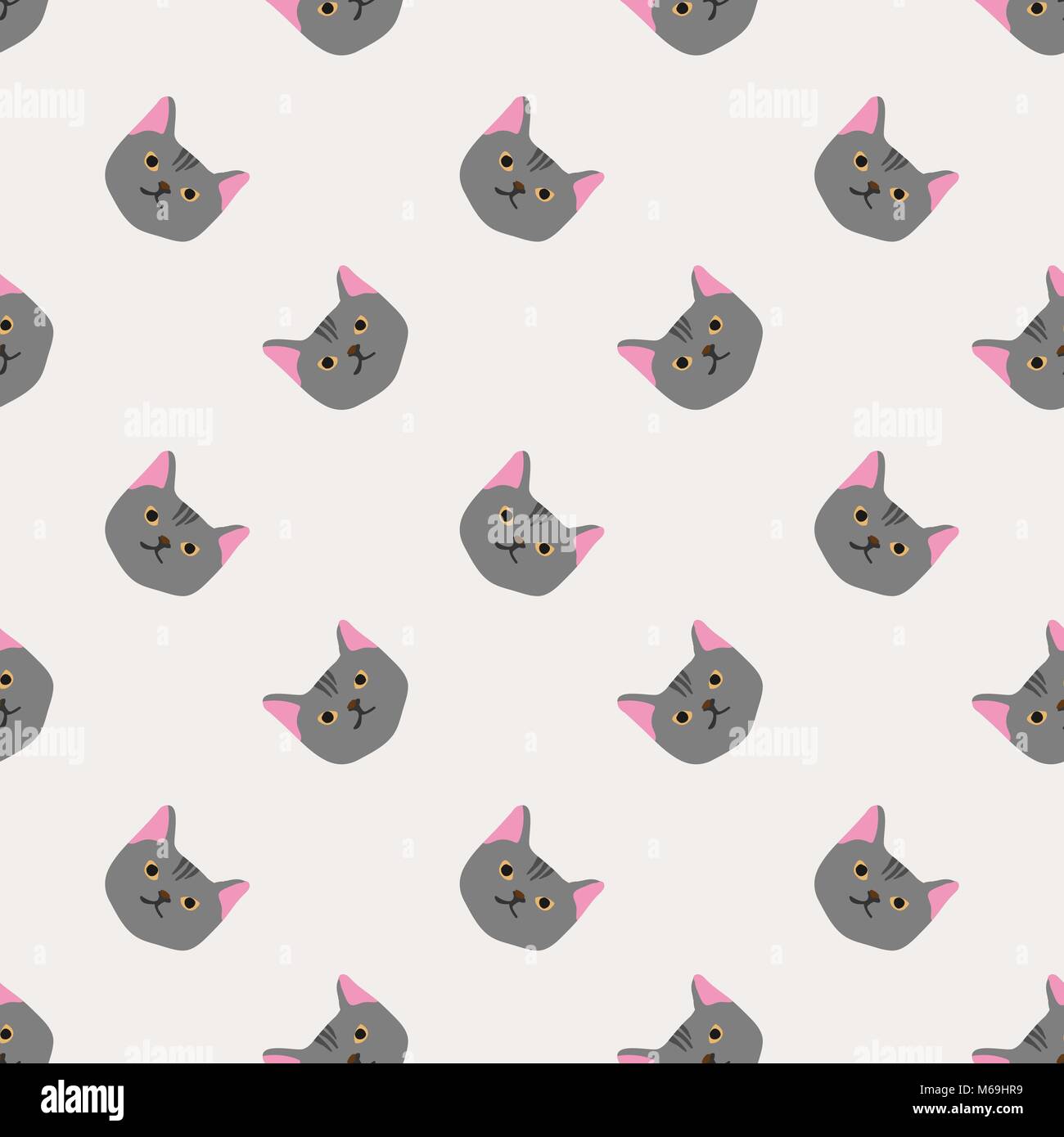 Seamless background nursery cute lovely cat face Stock Vector Image ...