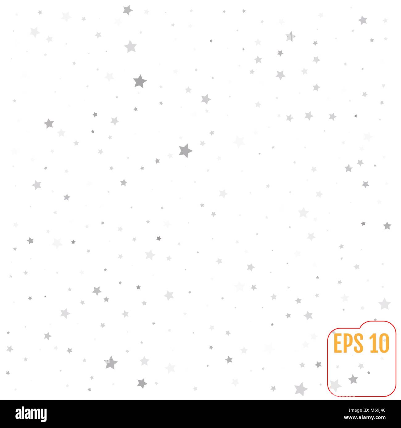 Silver Stars On White Background Abstract Background Glitter Pattern