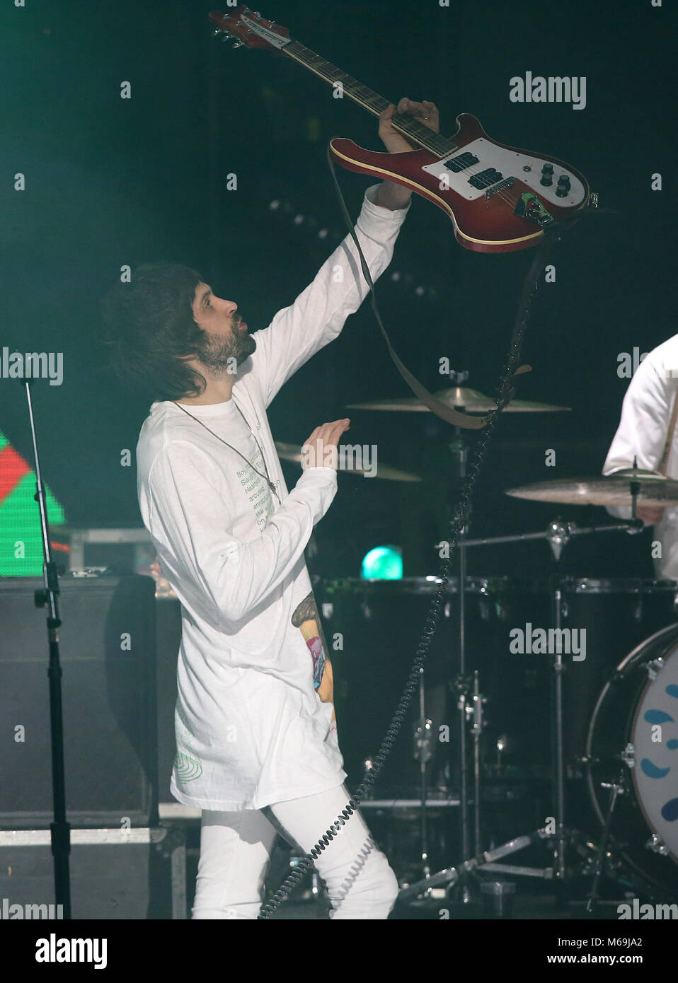 Sergio Pizzorno of Kasabian on stage during The Global Awards, a brand ...