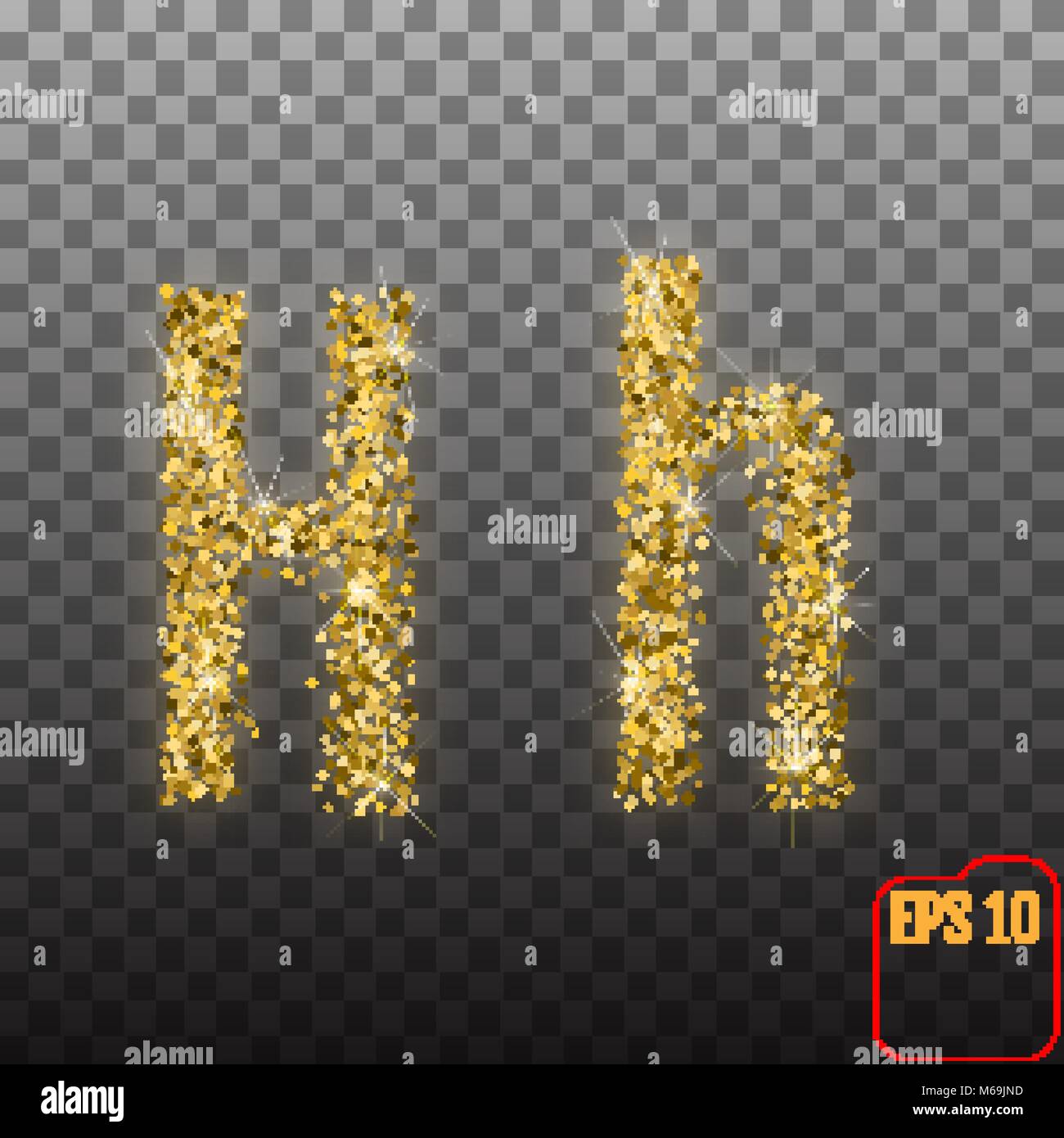 Vector Alphabet. Gold letter H on transparent background. Gold alphabet ...