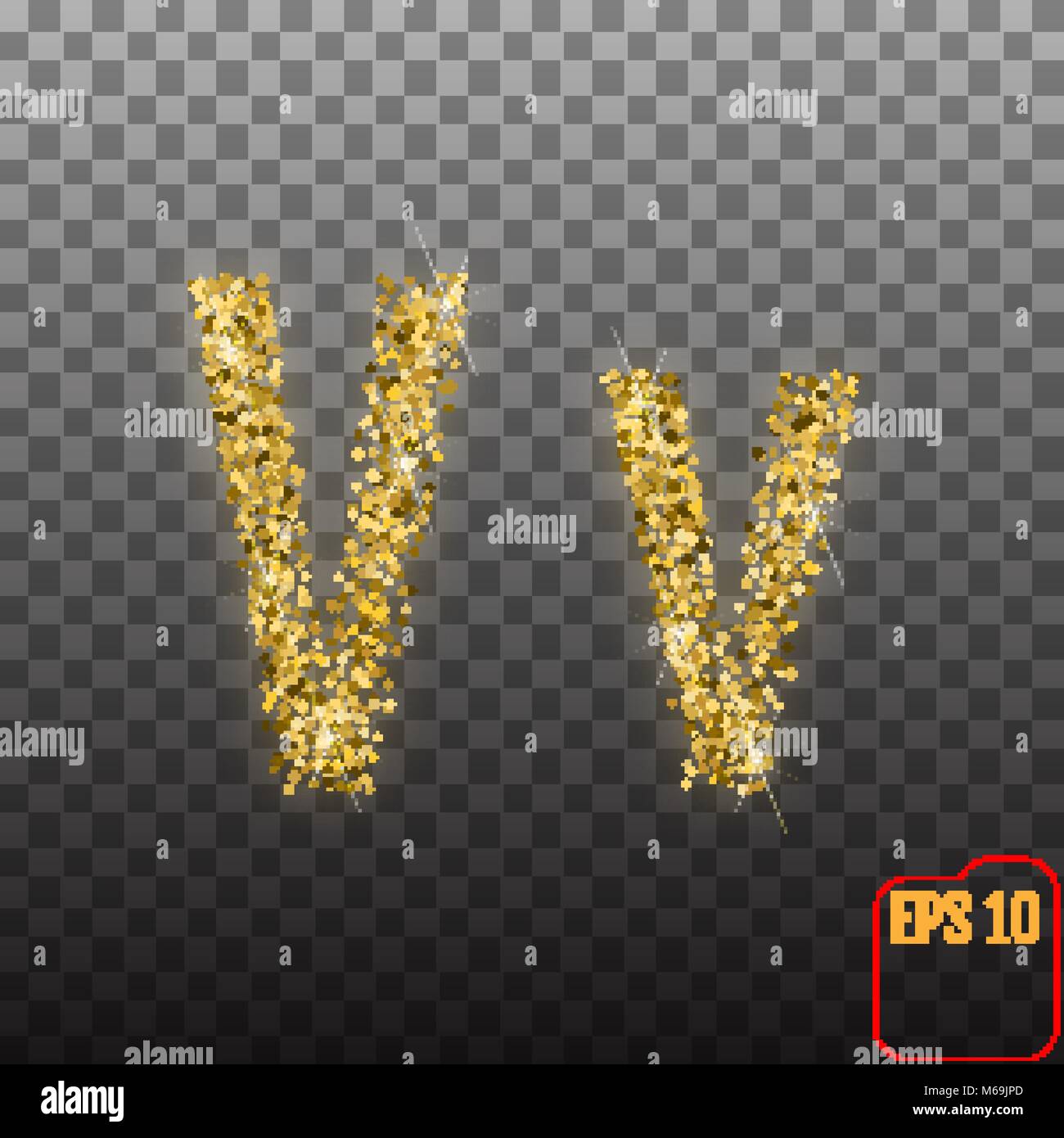 Vector Alphabet. Gold letter V on transparent background. Gold alphabet ...
